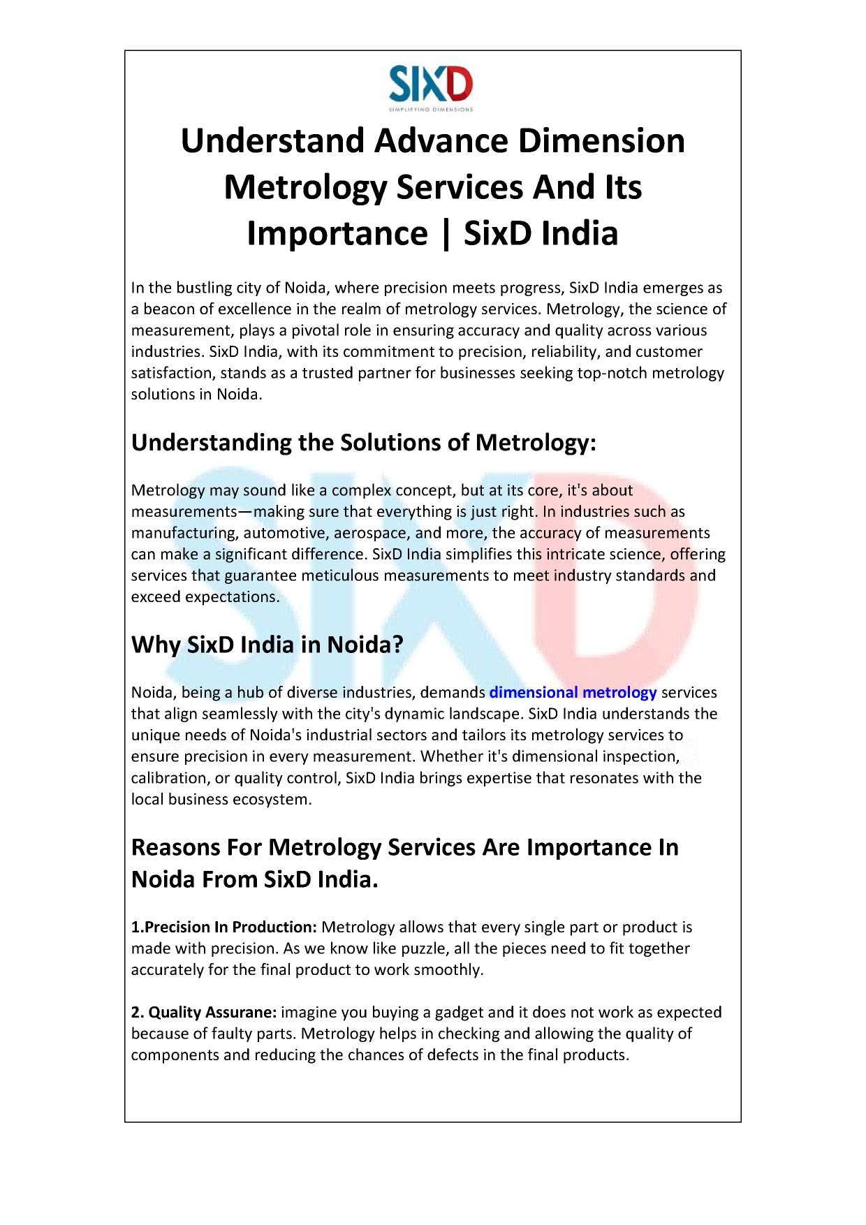 Understand Advance Dimension Metrology Services And Its Importance ...